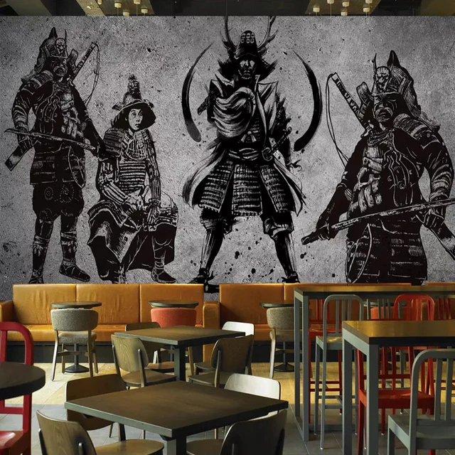 Custom Murals Wallpaper 3D Japanese Samurai Cement Wall Creative Art ...