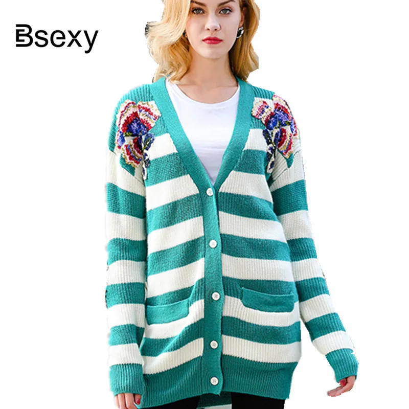 Cardigans De Lã De luxo 2018 Runway Marca Designer Floral Bordado ...