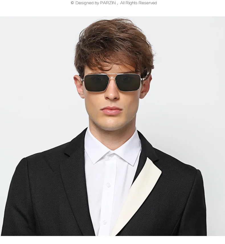 Мужчины поляризованных солнцезащитных очков вождения PARZIN квадратная ...