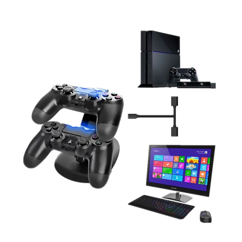 Controller Charger Dock LED Dual USB PS4 Charging Stand Cradle for Sony ...