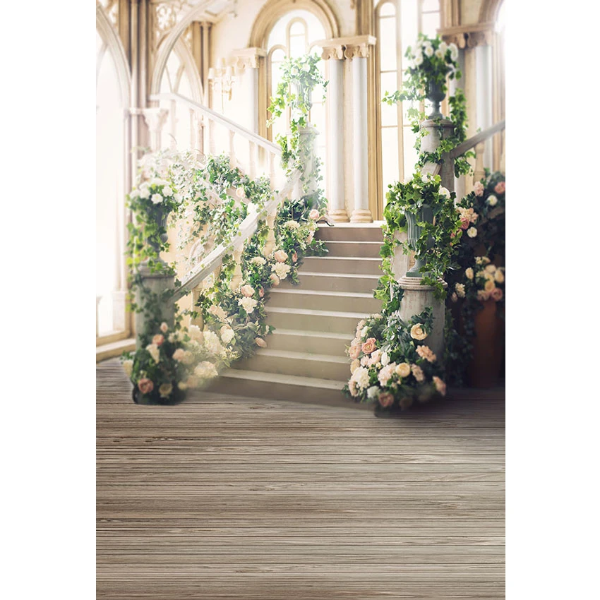 Interior Wedding Background Photography Printed Green Vines White Pink ...