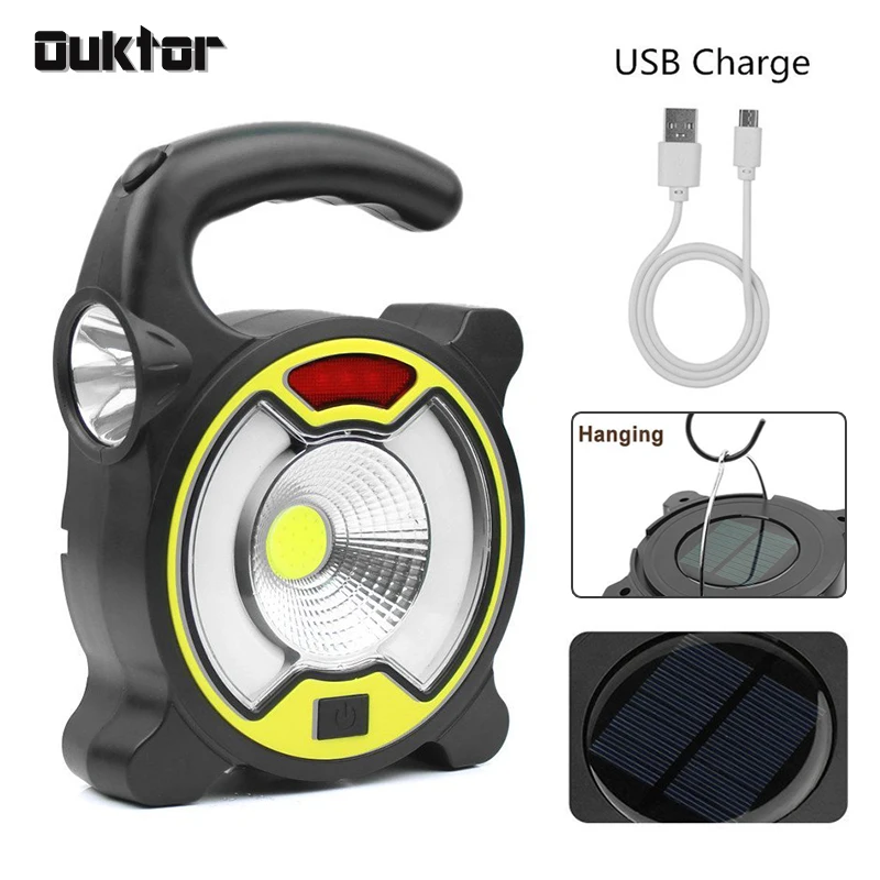 2018New COB+LED Solar Flashlight Outdoor Work Light Handy Lamp High ...