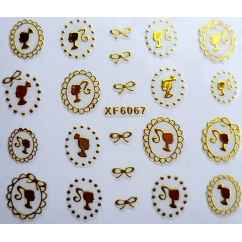 3 Sheets Lovely 3D Royal Head Portrait Design Water Transfer Nails Art ...