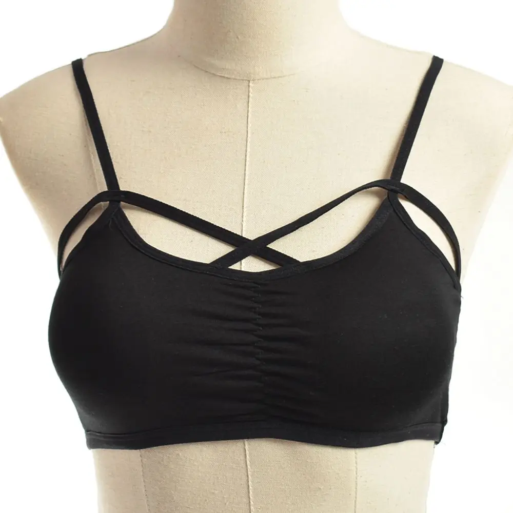 Sexy Women Cut Out White Bra Bustier Crop Top Bralette Strappy Cropped