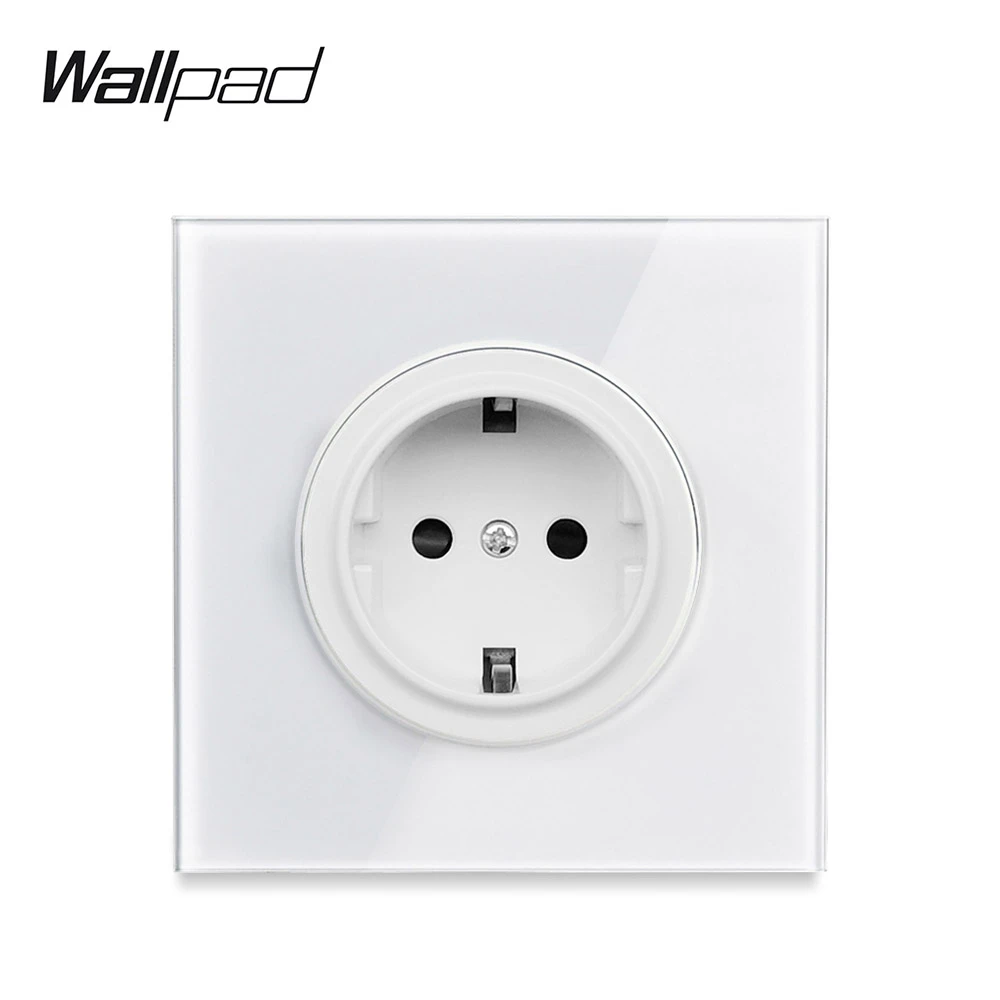 L6 Pure White Glass Eu Electrica Wall Socket German Power Outlet Schuko ...