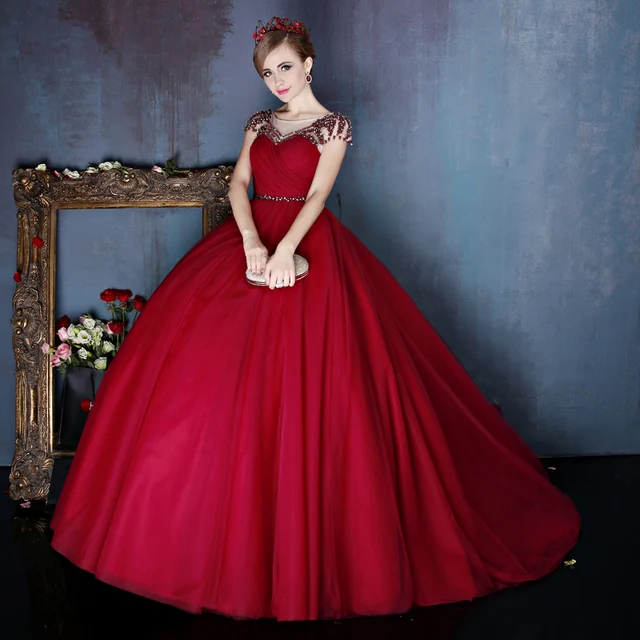 Dark Red Ball Gowns