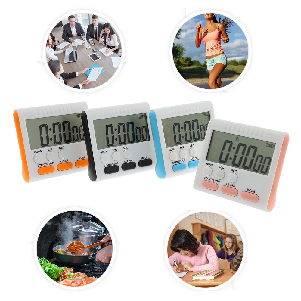 LCD Digital Kitchen Timer Alarm Clock Cooking Count Up Countdown Alarm ...