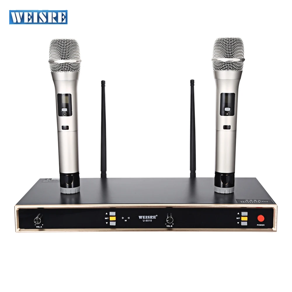 WEISRE U 8010 UHF 800MHz Wireless Microphone Set System Automatic ...