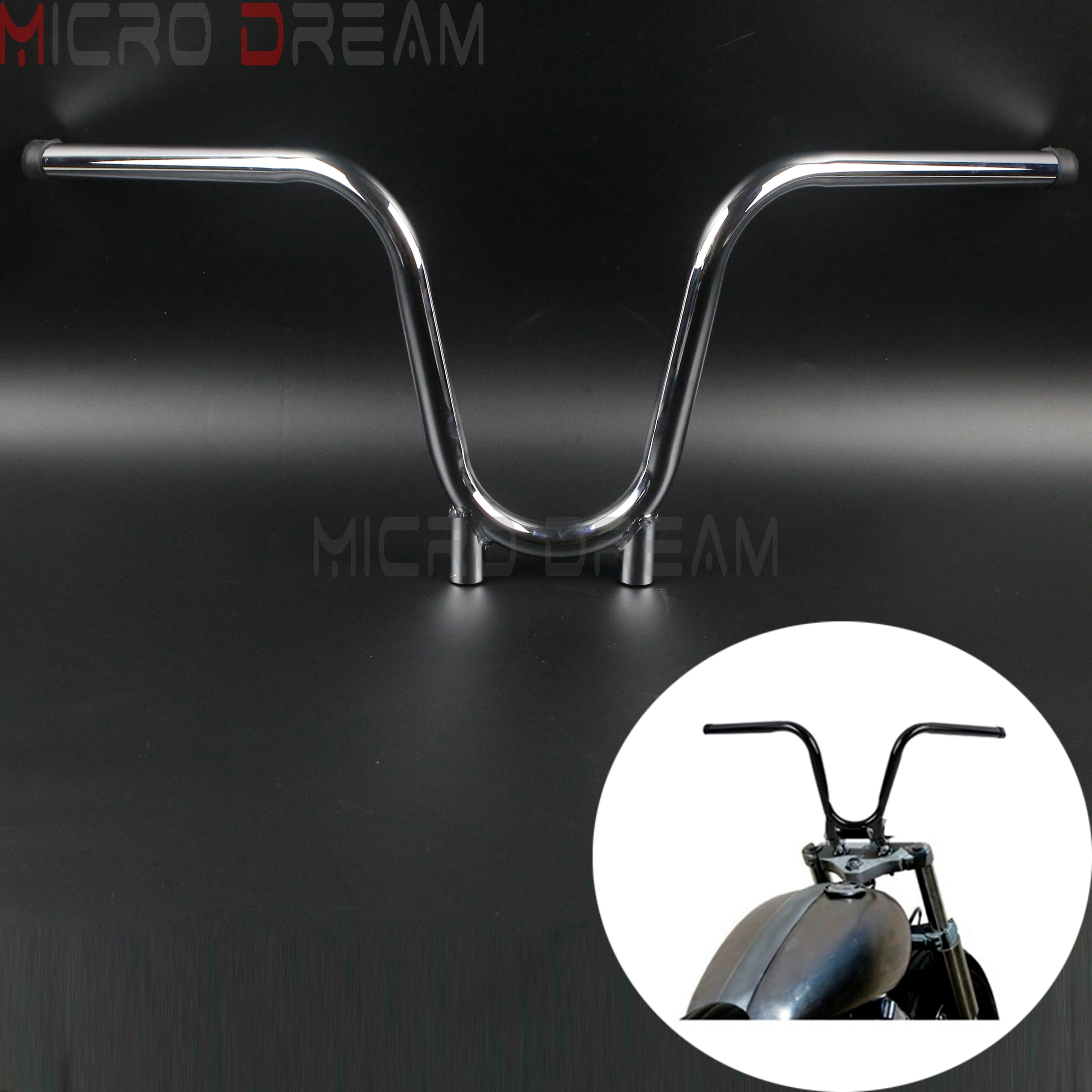 Motorcycle 7/8 inch Bootlegger Handlebars Chrome Rise 9.5'' Ape Bars ...