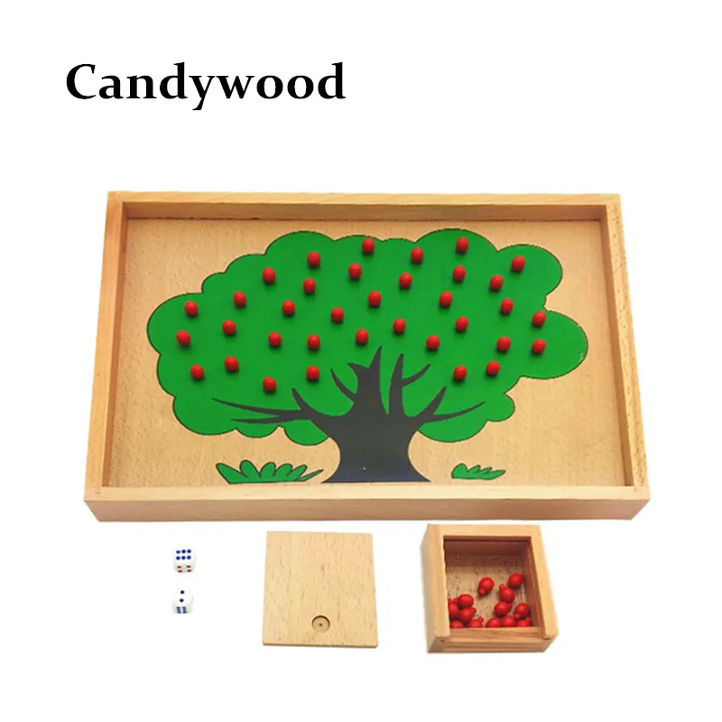 Montessori Material Wooden Apple Tree Counting Apple Game Toy Kids ...