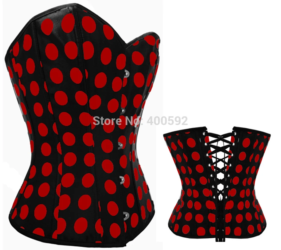 Lace Up Polka Dot Corset With G String High Waist Shaper B1009 In