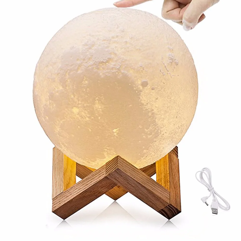 13cm Luna Moon Lamp Night Light 3d Printed Lunar Moonlight Lamp Led ...