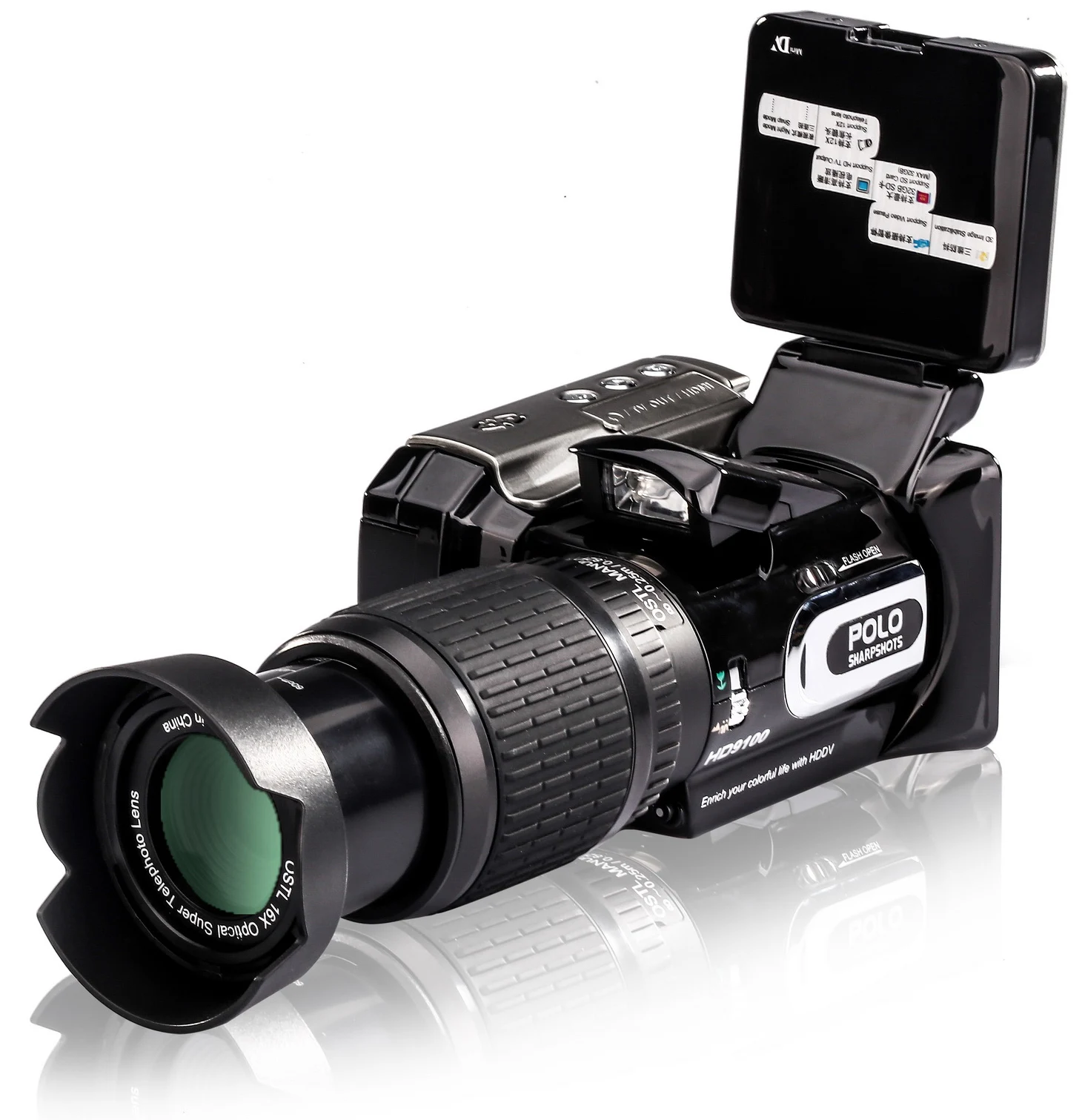 Polo Sharpshots Hd9100 Wide-angle Telephoto Len Belt Remote Control Hd Digital Video Camera ...