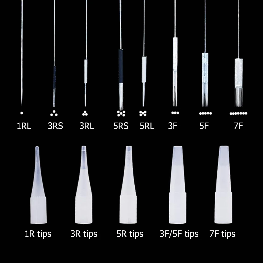 100pcs 0.35x50mm 1rl/3rs/3rl/5rs/5rl/3f/5f/7f Tattoo Needles And Small ...