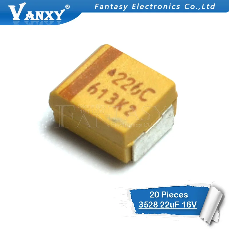 20 Peças B 3528 22uf 16v 226c 226 Smd Capacitor De Tântalo ...