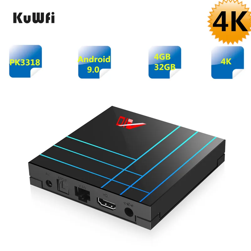 4K Ultra TV Box Android 9.0 Smart TV BOX USB3.0 4GB+32GB RK3318 H.265 ...