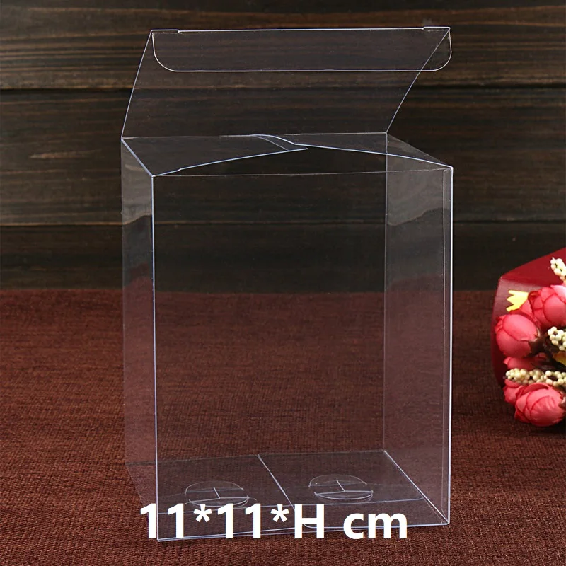 20PCS 11*11*Hcm PVC Transparent Waterproof Food Packaging Box Plastic ...