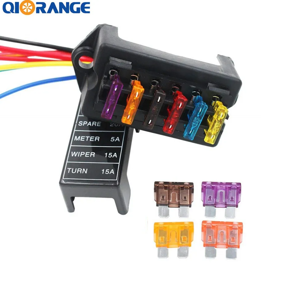 2 Input 6 Output Car Standard Blade Fuse Holder ATC ATO 6 Way Fuse Box ...
