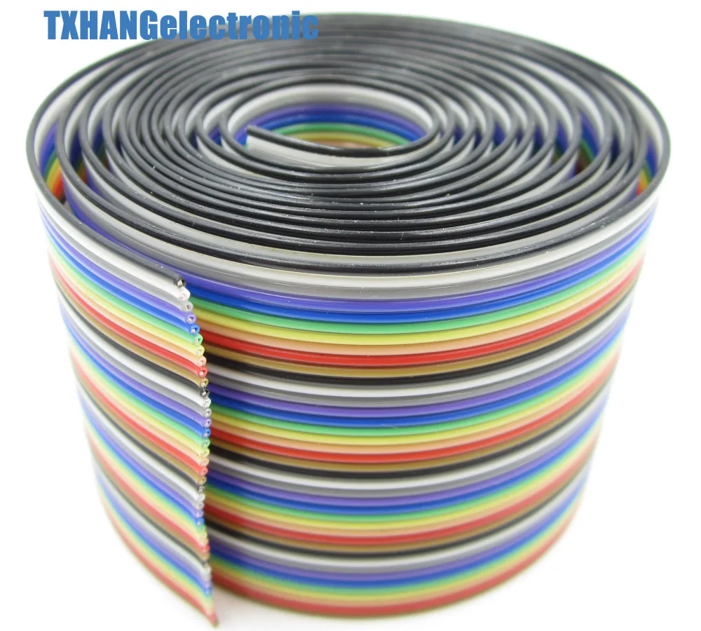 1M 3.3ft 40 Way 40 pin Flat Color Rainbow Ribbon IDC Cable Wire Rainbow ...