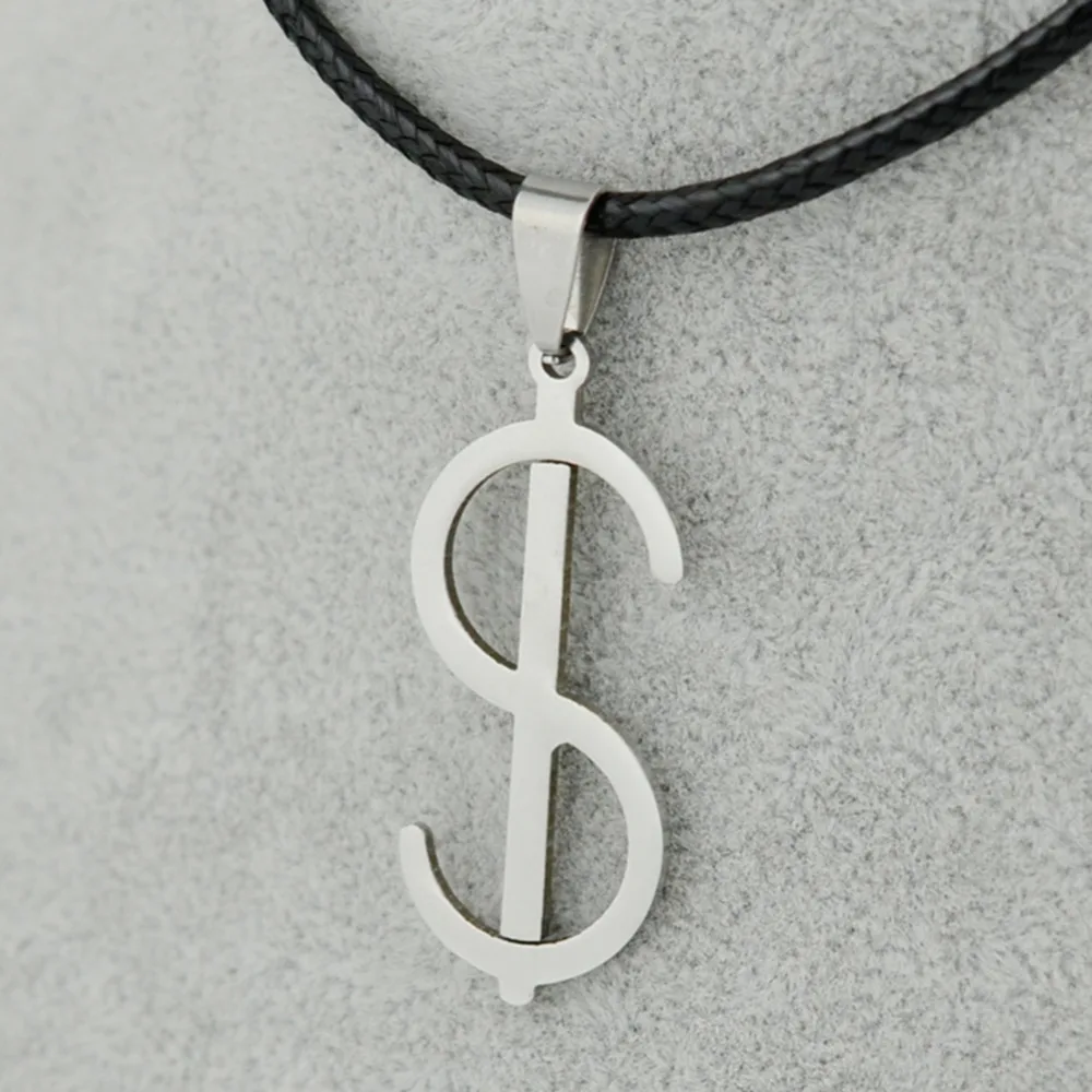 Coins Pendant Rope Metal Stainless Steel Money Sign $ Symbol Chain ...