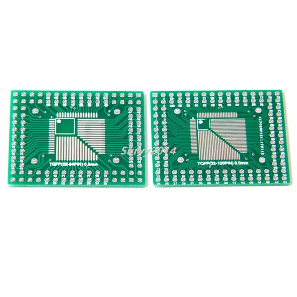 10Pcs QFP/TQFP/FQFP/LQFP 32/44/64/80/100 To DIP Adapter PCB board ...