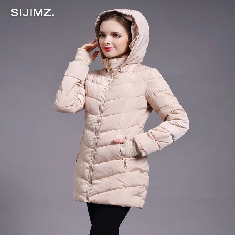 Sijimz 2017 New Female Warm Winter Jacket Women Coat Thin Down Cotton