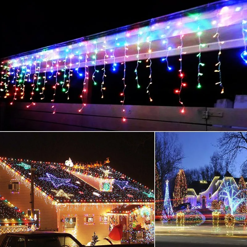 Connectable 3.5M 96led curtain icicle string lights led fairy lights ...