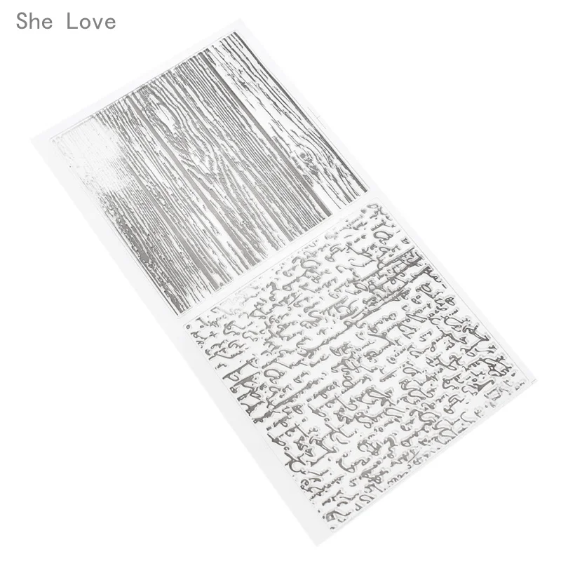 She Love Vintage Letter Wood Grain Silicone Clear Stamp Transparent ...