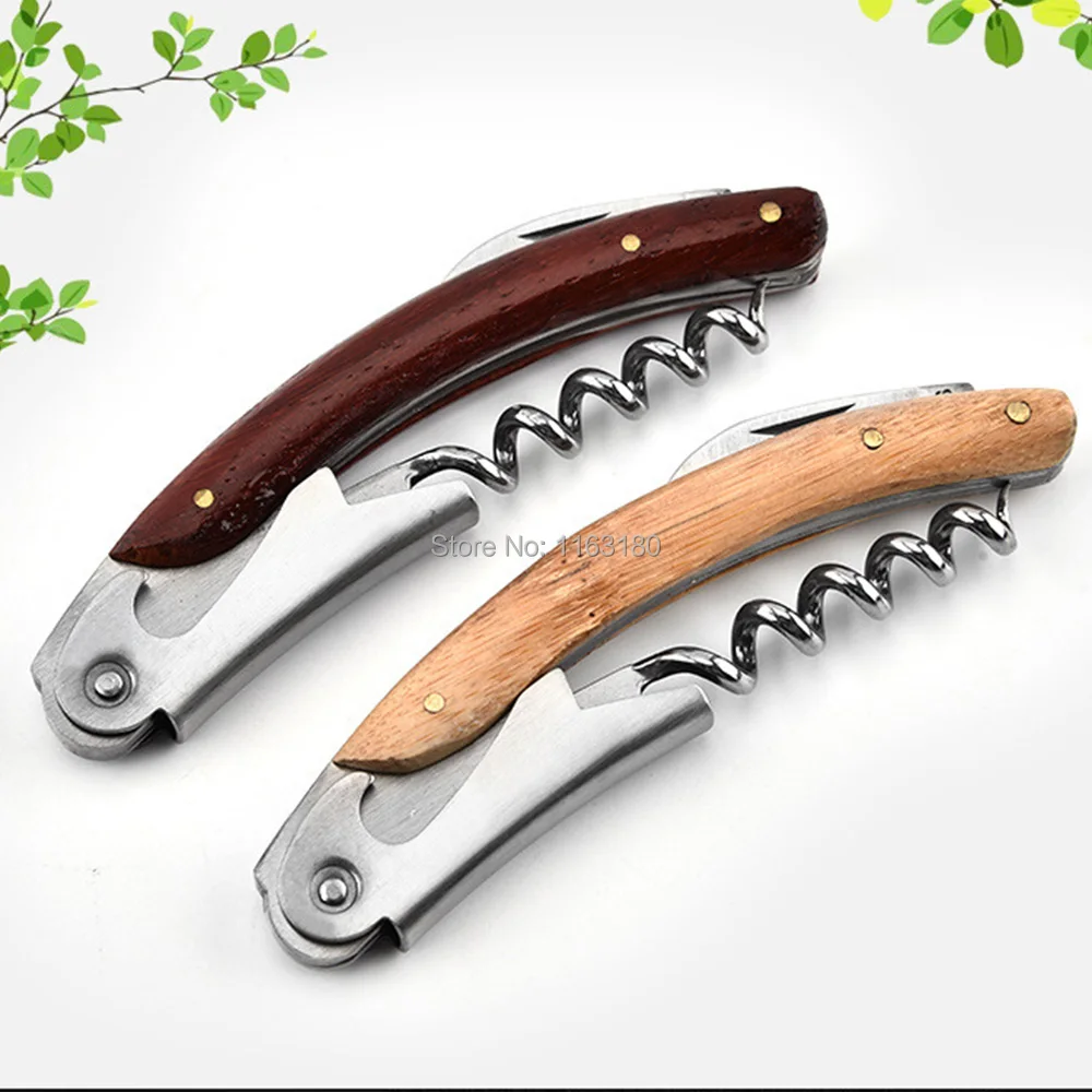 12pcs/lot Wood Handle Stainless Professional Wine Opener Multifunction ...