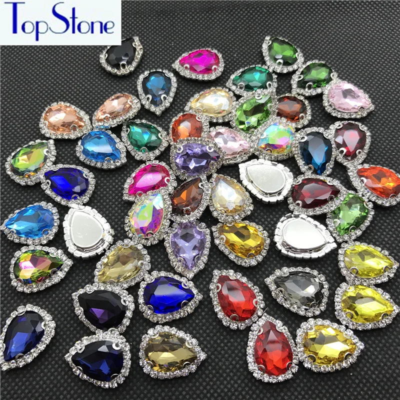 Teardrop D Claw Rhinestone 14x10 18x13 25x18 30x20 mm Drop Sew On Stone ...