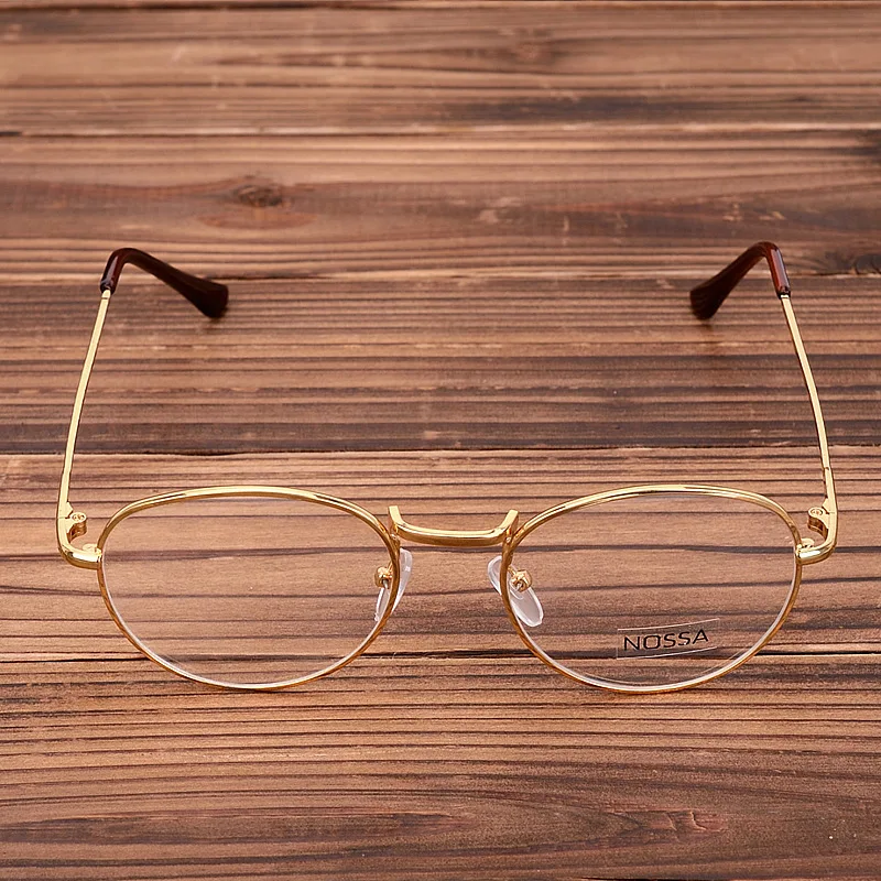 Copper Glasses Frame Women Men Retro Round Metal Eyeglasses Frame Clear Lens Bronze Myopia