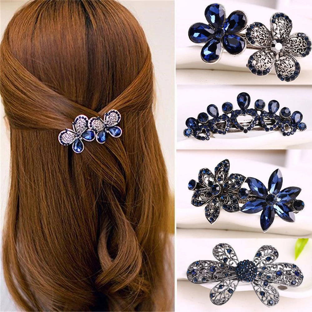 1pc Metals Crystal Hair Clips Rhinestone Flower Hair Pins Bow Knot ...