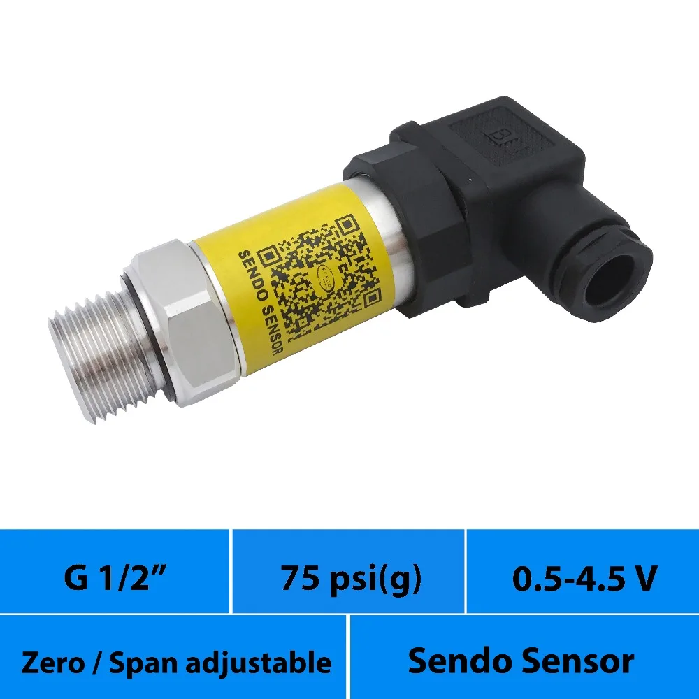 0.5-4.5v Pressure Sensor Transmitter, 0 To 75psi Gauge Pressure ...