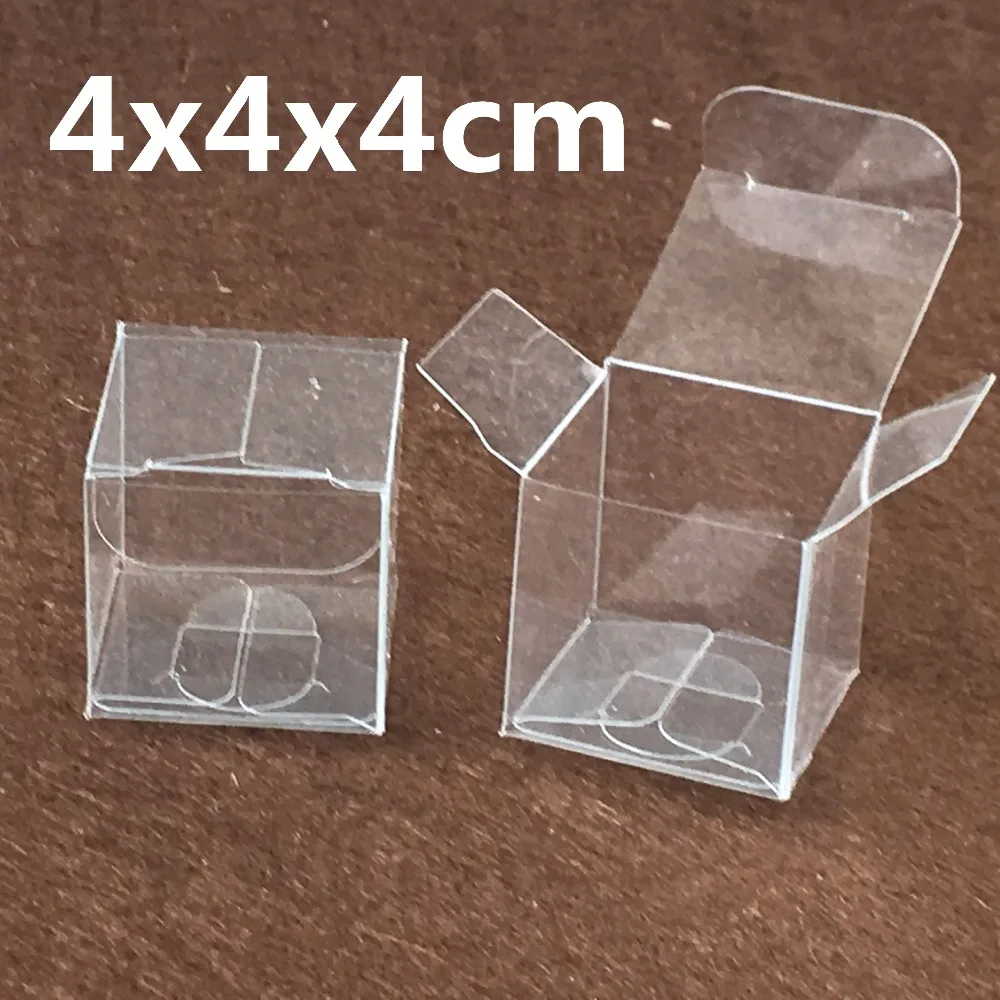 100PCS 4*4*4cm Transparent waterproof Clear PVC boxes Packaging small ...