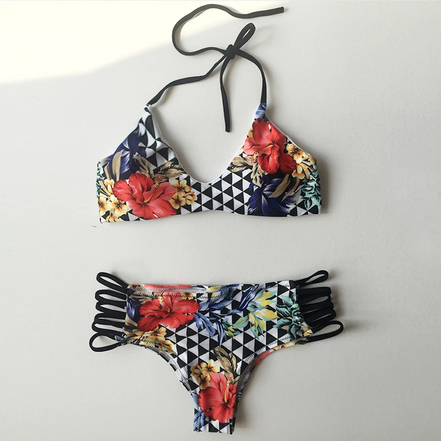 Printed Sexy Bikinis Women Swimsuit 2017 Brazilian Bikini Set Bandage