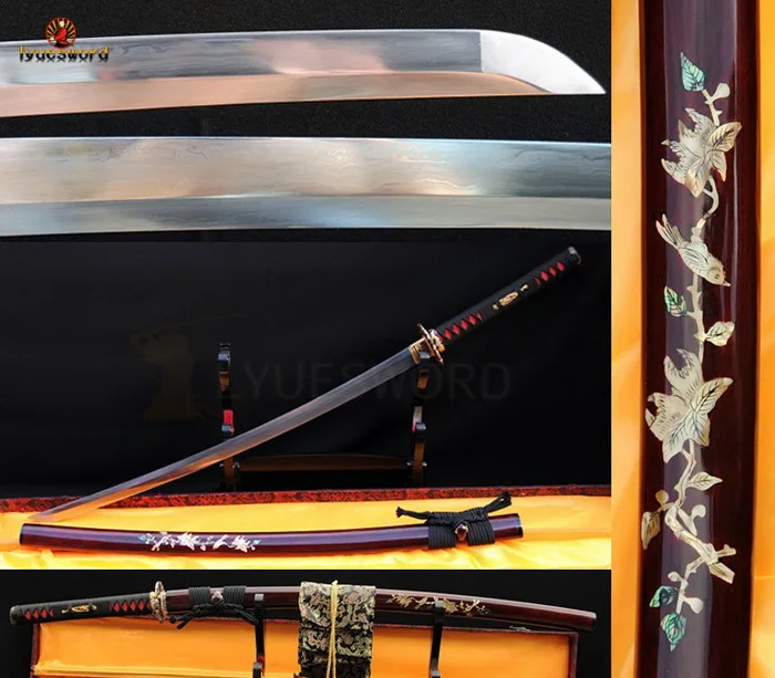 LYUESWORD High Quality Damascus KATANA Folded Steel Sharp Blade ...