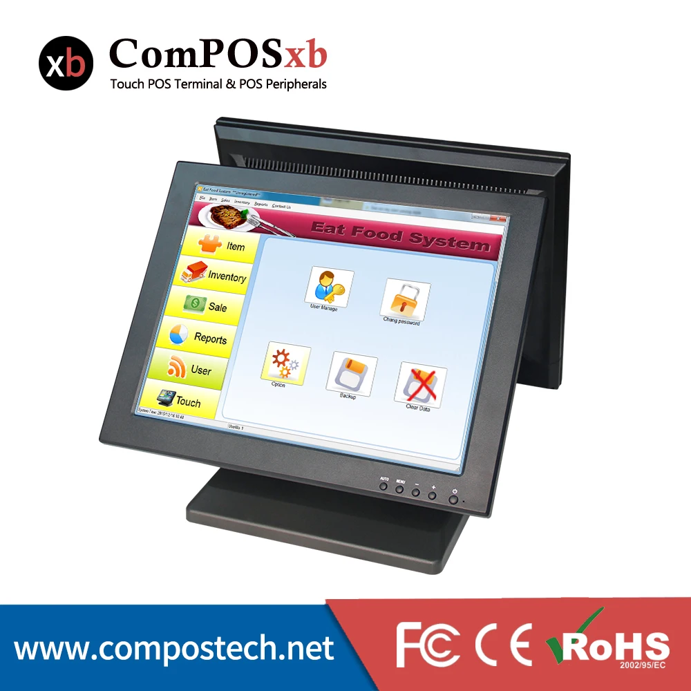 Factory Direct Sales 15" Dual Touch Screen Monitor For Cash Register ...