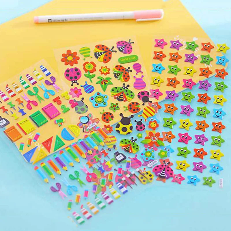 5 Sheets 3D Stickers Toys For Children Cartoon Kids Scrapbook Sticker ...