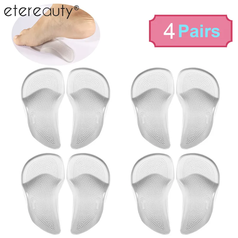 4 Pairs Arch Support Insoles Cushions Pu Gel Feet Arch Support Pads High Heels Inserts For Shoes