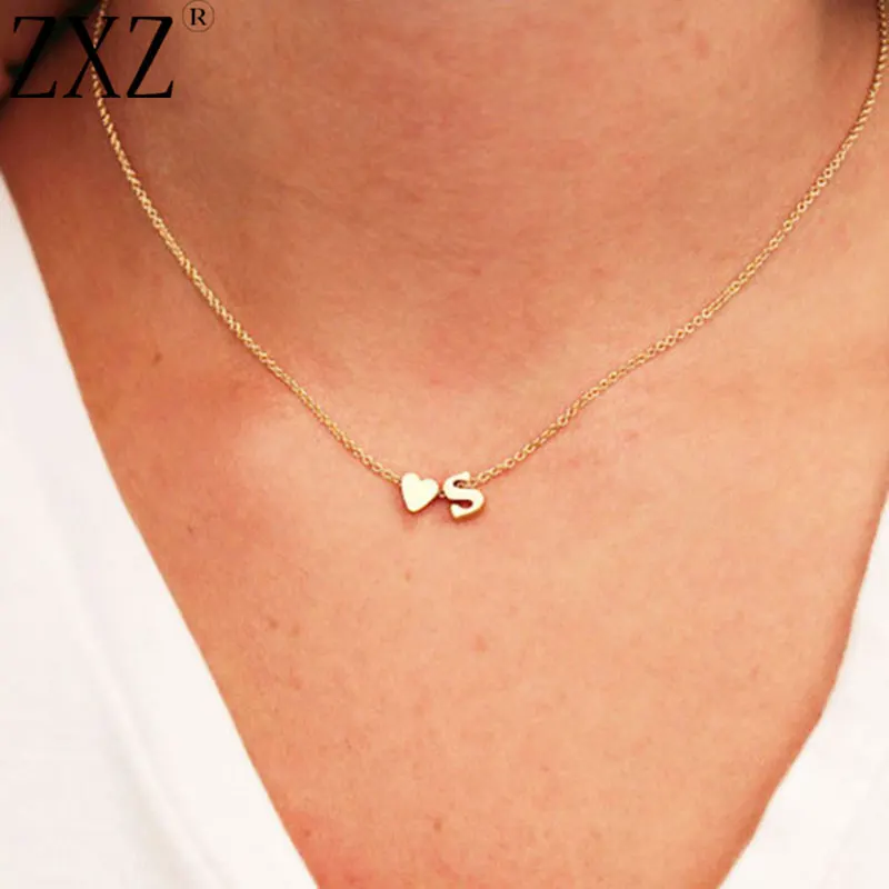 ZXZ Fashion Ladies Girls 26 Initial Letter Heart Chain Alphabet Charm ...