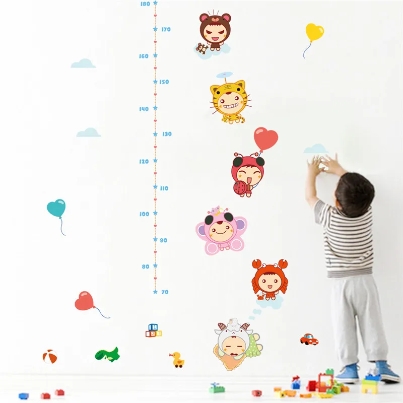 Cartoon Animal Baby Height Measure Growth Chart Wall Sticker ...