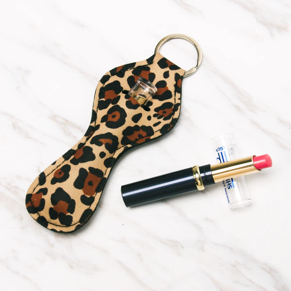 large-size-cheetah-pattern-chapstick-holder-leopard-neoprene-keyfob