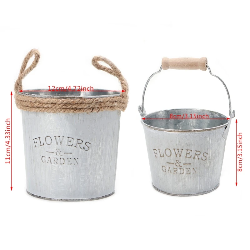 POT DE FLEUR,S--Vase Vintage en fer galvanisé pour fleurs de jardin ...