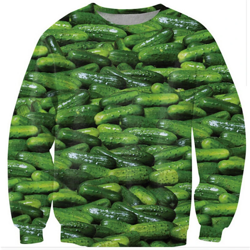 Sweat Shirt men/womens 3D food print sweatshirt pickles cucumber funny ...