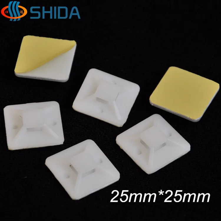100pcs 25*25mm White And Black Self Adhesive Cable Tie Mounting Base ...