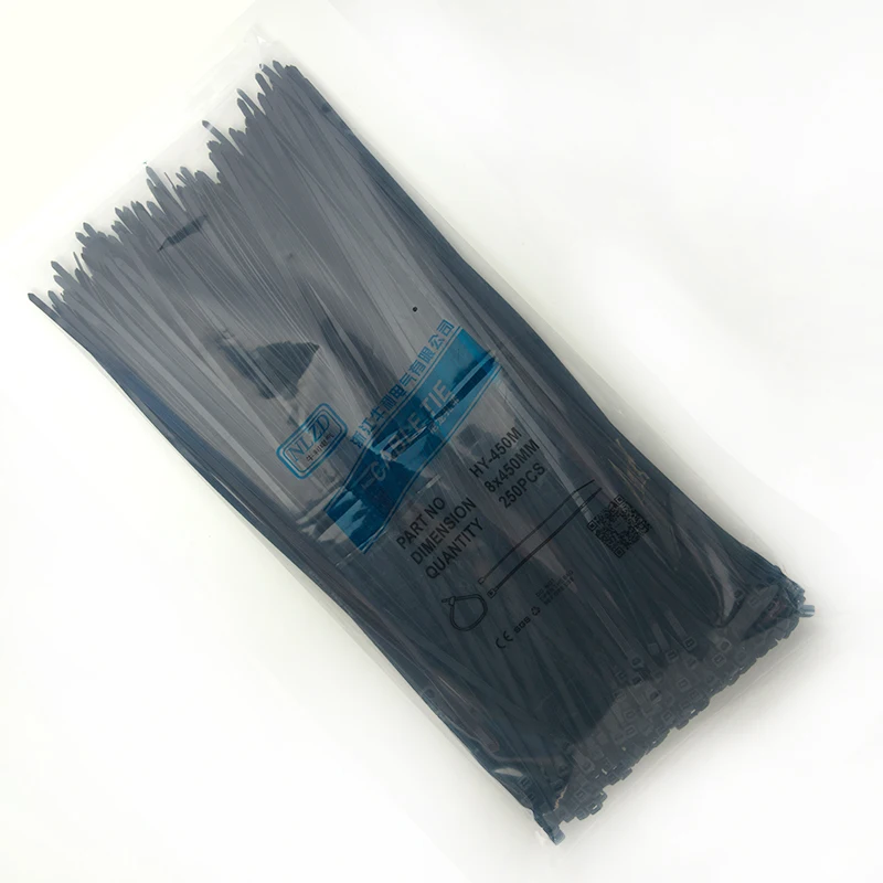 Self locking Plastic Nylon Cable Ties 250pcs Width 5.2mm zip tie 65 lbs ...