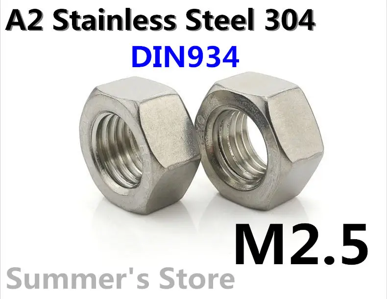 200pcs/lot DIN934 M2.5 Stainless Steel A2 Hex Nuts Metric M2.5 Nut|nut ...