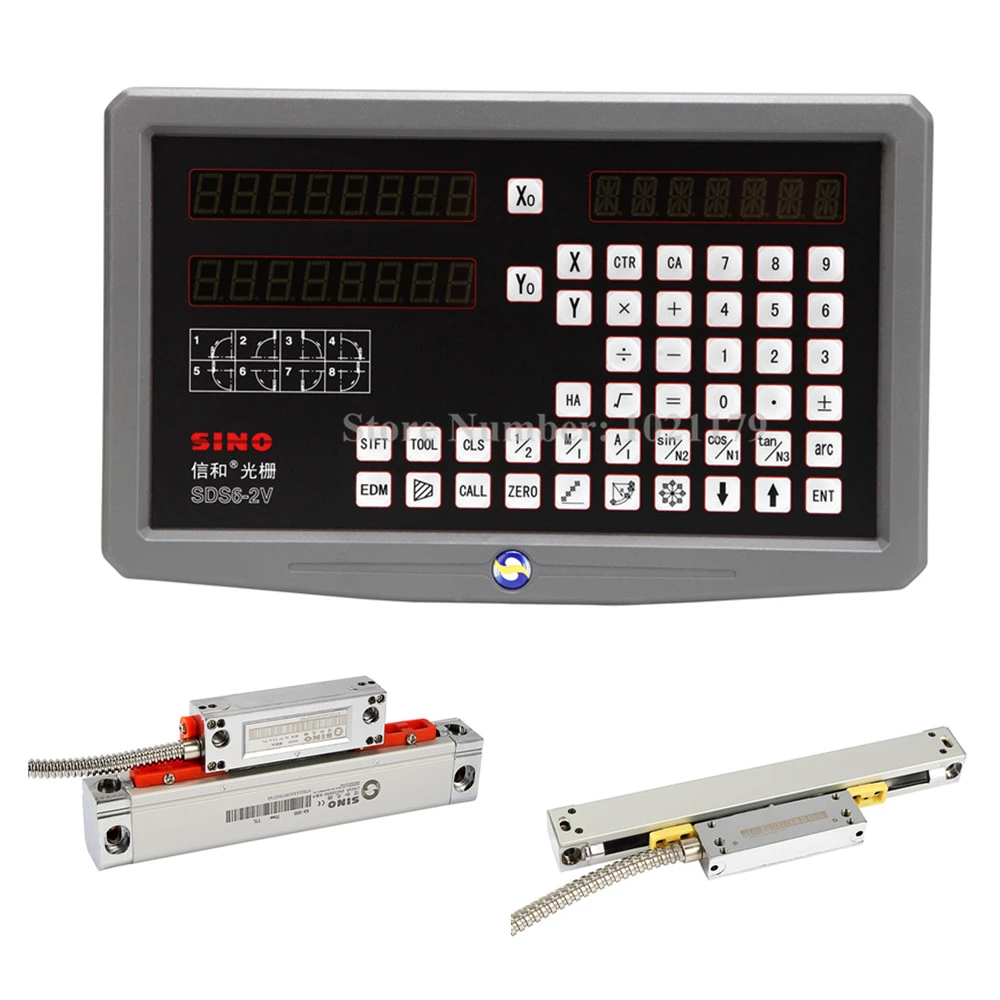 Milling Lathe 0.005mm 0.001mm Sino Dro Kit Sds6-2v 2 Axis Digital Readout Dro + Ka300 Linear ...