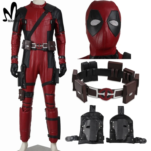 Deadpool costume Halloween superhero Red Leather Deadpool Jumpsuit ...
