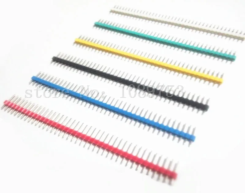 120pcs Multicolor 2.54mm 40pin Male Single Row Pin Header Strip 6-color ...
